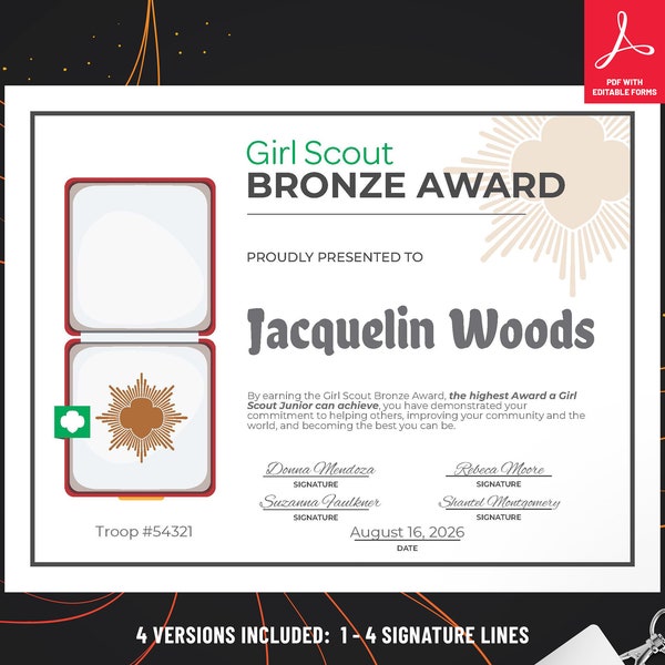 Bronze Award Certificate Printable - Etsy