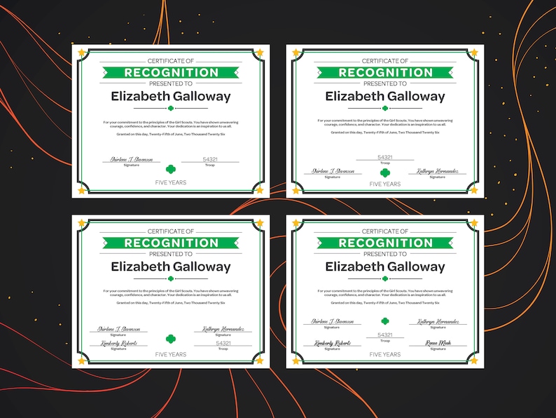 Girl Scout Certificate of Recognition | PDF Template - Etsy