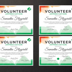Girl Scout Volunteer Appreciation Certificate Printable PDF - Etsy