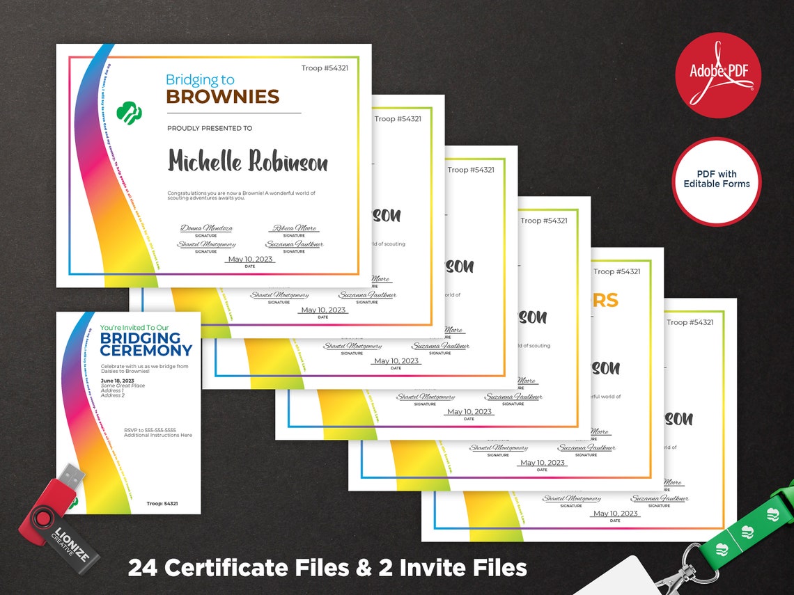 Girl Scout Bridging Certificate & Invite Bundle Printable - Etsy