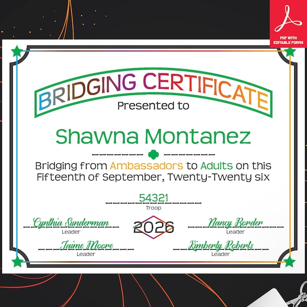 Girl Scout Bridging Certificate - Etsy