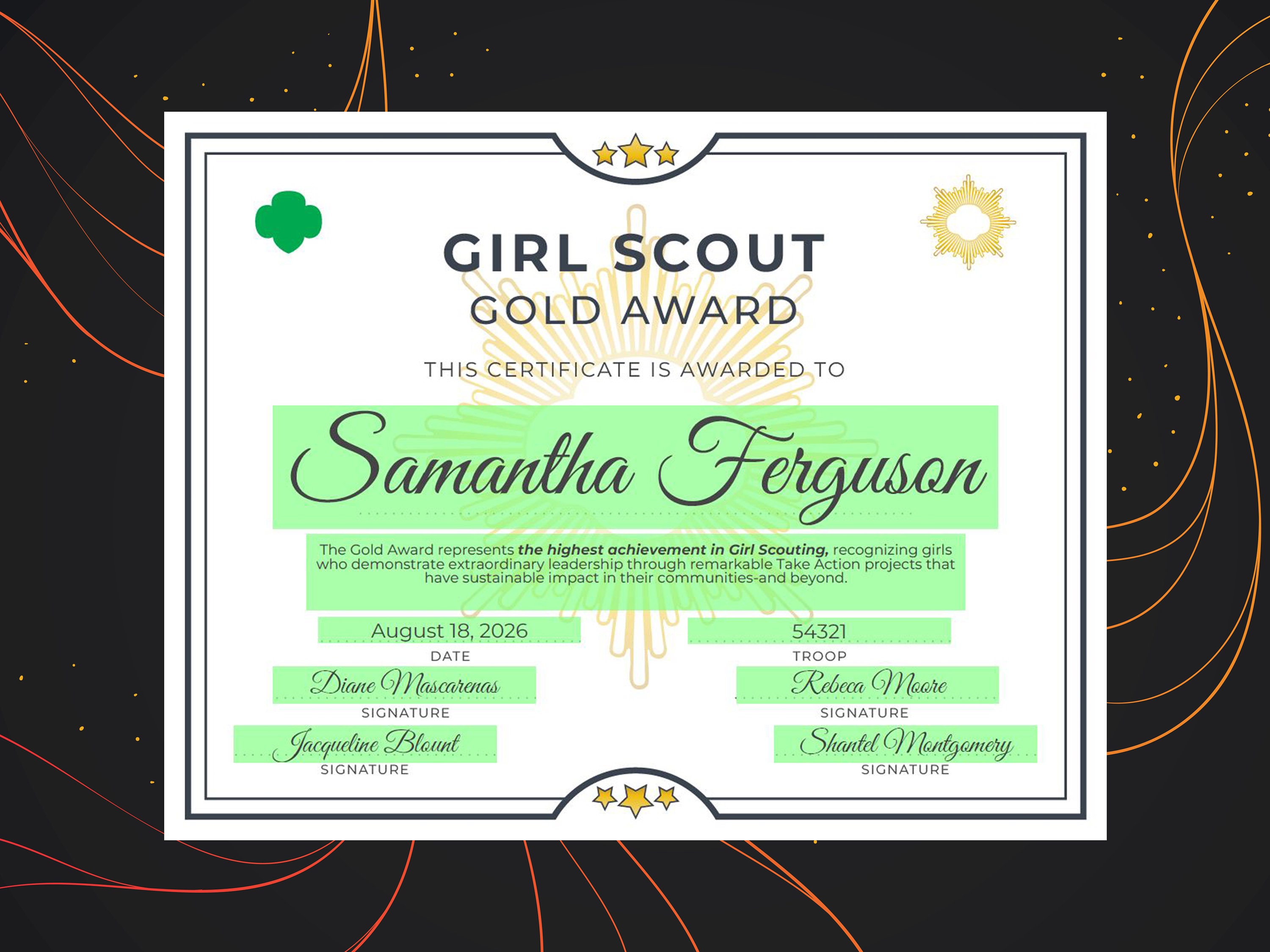 Girl Scout Certificate Template Printable Moving From Membership Dues