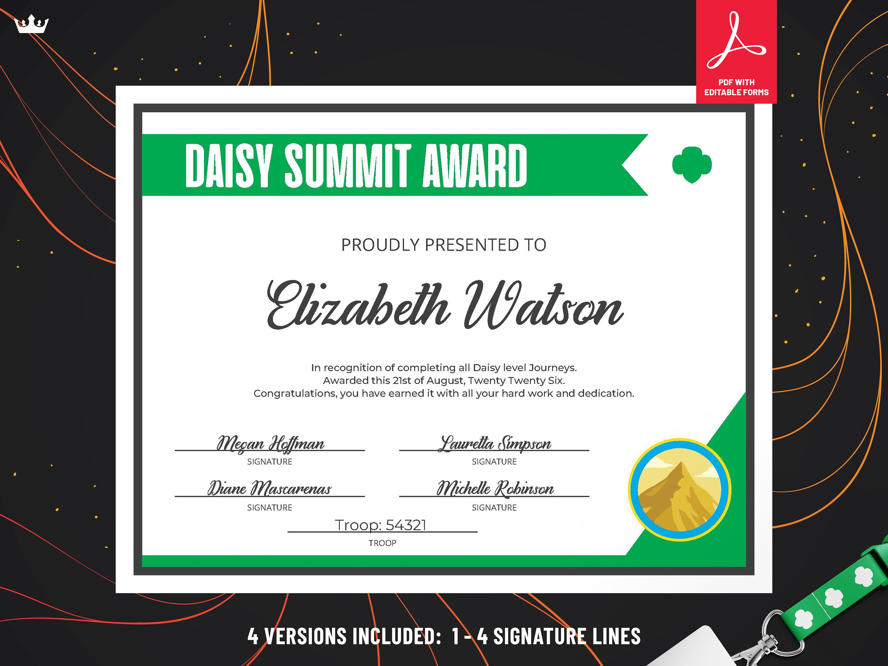 Girl Scout Daisy Summit Award Certificate | PDF Template - Etsy