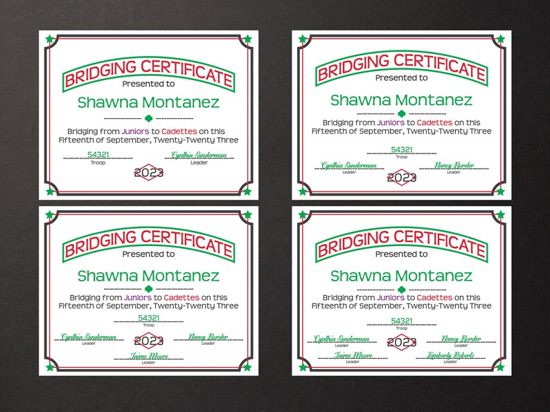 Girl Scout Bridging Certificate Bundle Printable PDF - Etsy