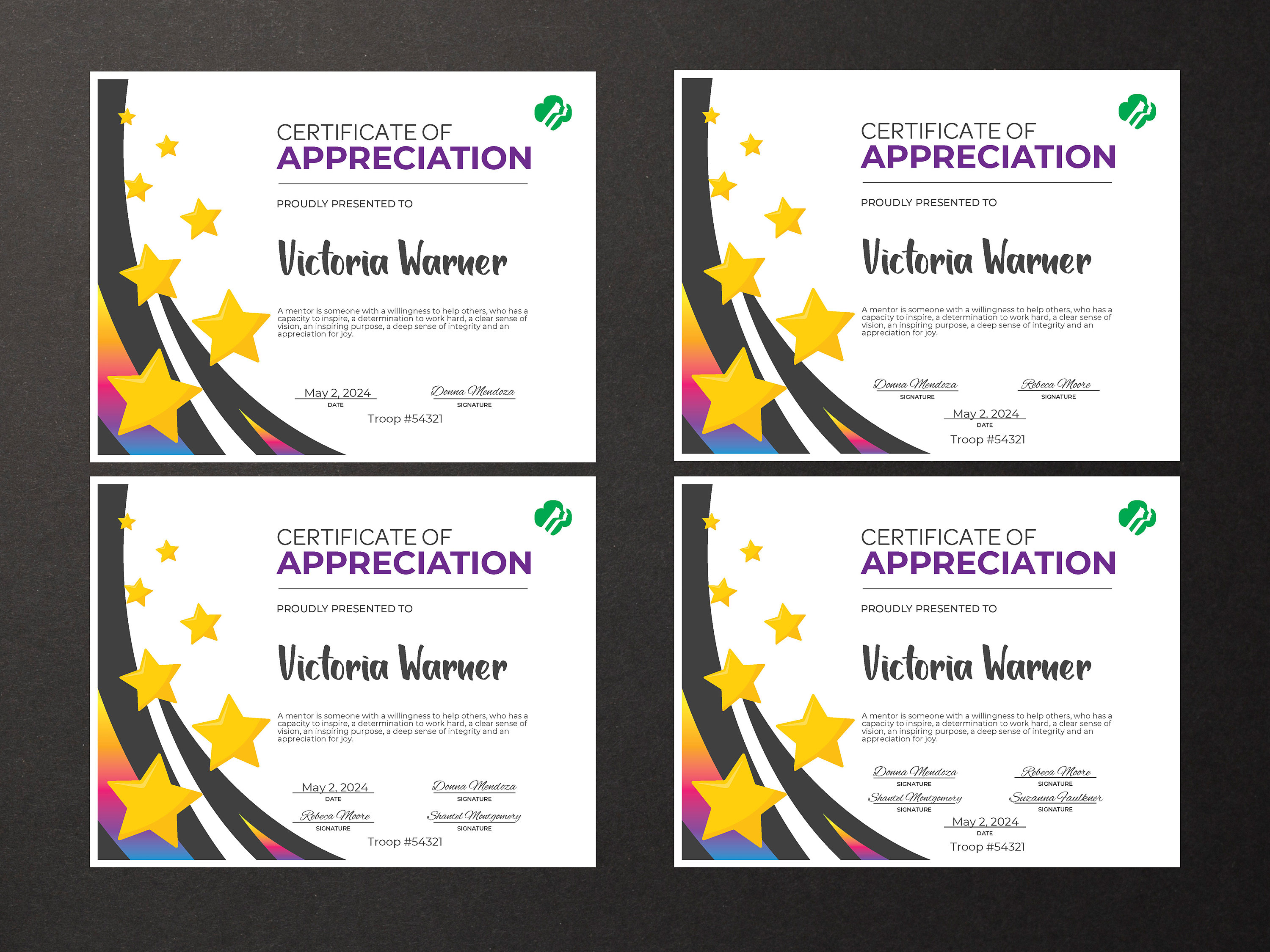 Girl Scout Certificate of Appreciation Printable PDF - Etsy