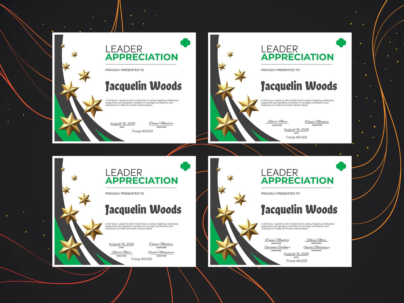 Girl Scout Leader Appreciation Certificate | Printable PDF Template - Etsy