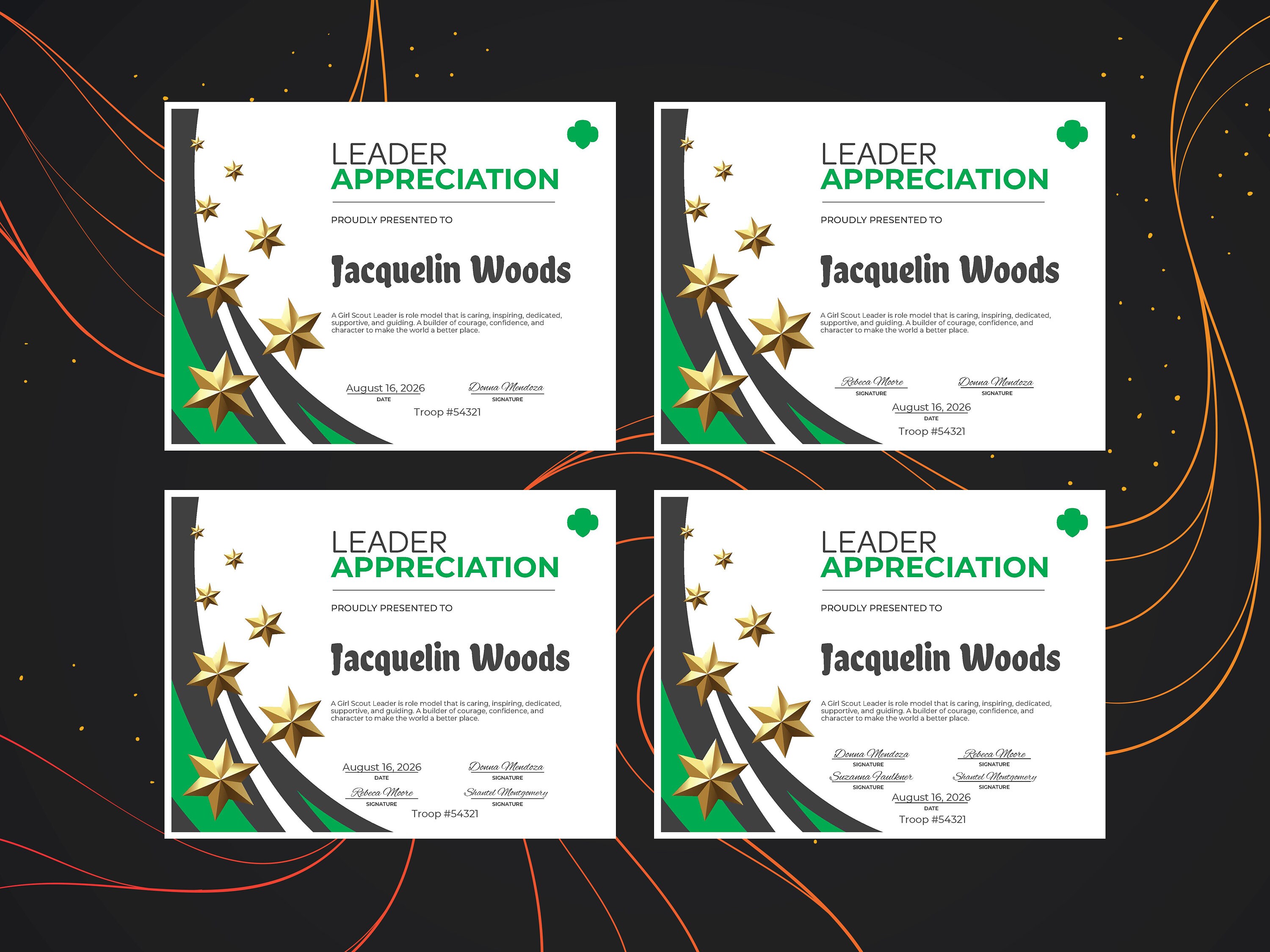 Girl Scout Leader Appreciation Certificate | Printable PDF Template - Etsy