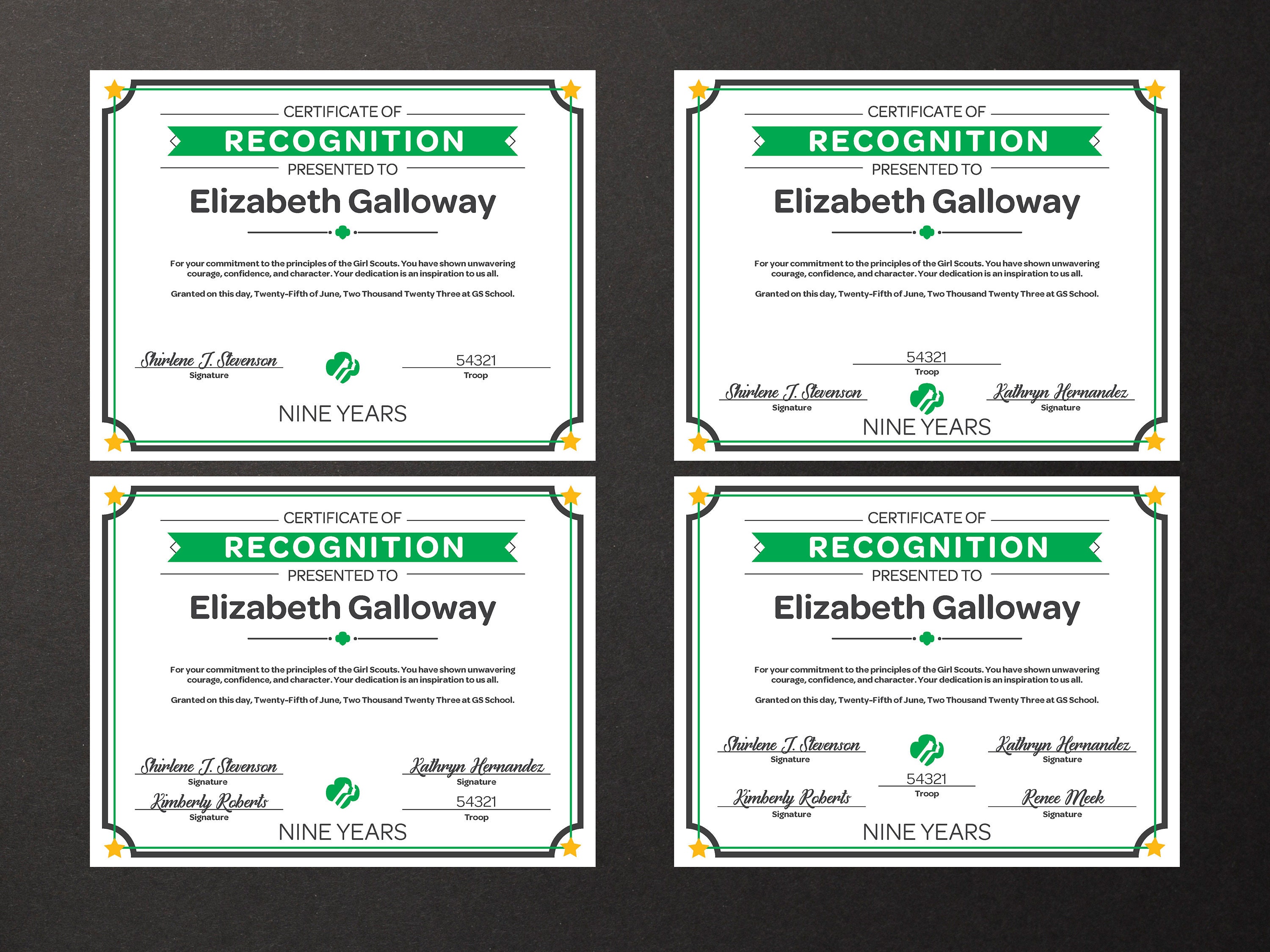 Girl Scout Certificate of Recognition PDF Template - Etsy