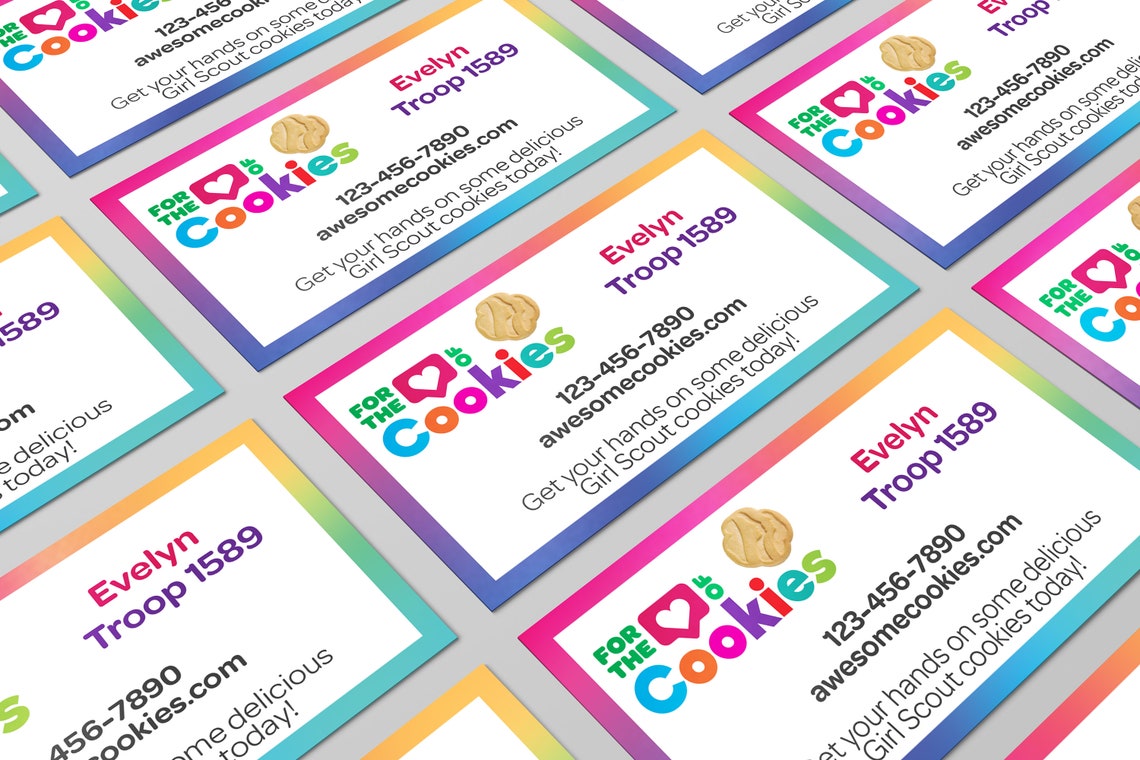 Girl Scout Cookie Seller Business Cards PDF Template | Etsy