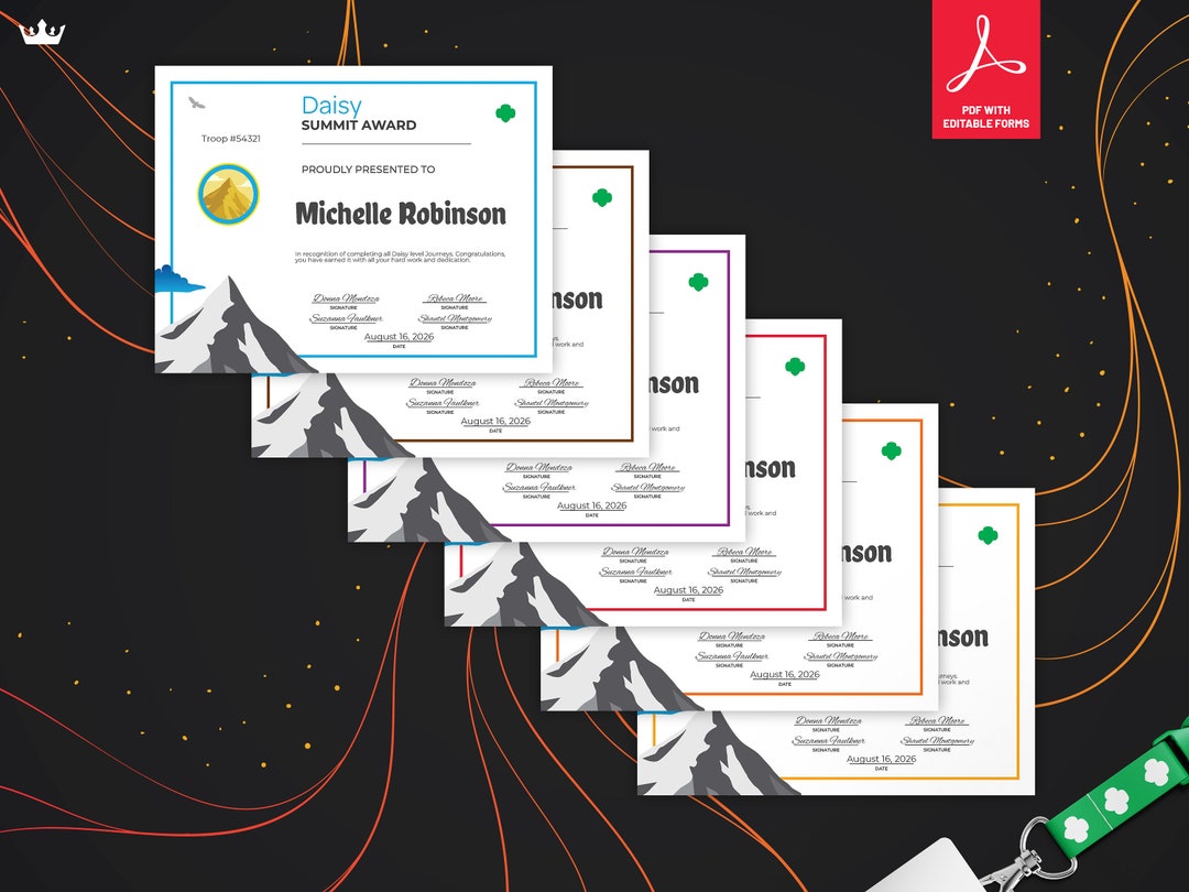 Girl Scout Summit Certificate Bundle | Printable PDF Template - Etsy