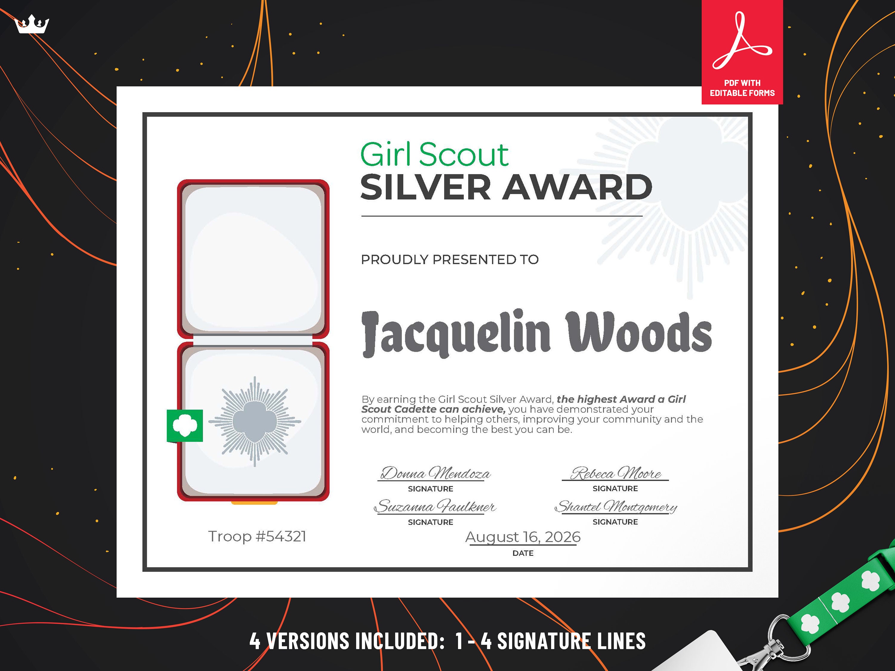 Girl Scout Silver Award Certificate Printable PDF Template - Etsy