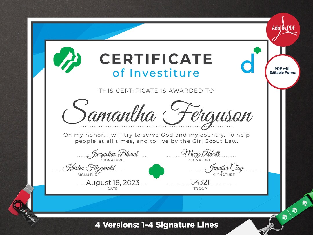 Girl Scout Daisy Investiture Certificate Printable PDF - Etsy