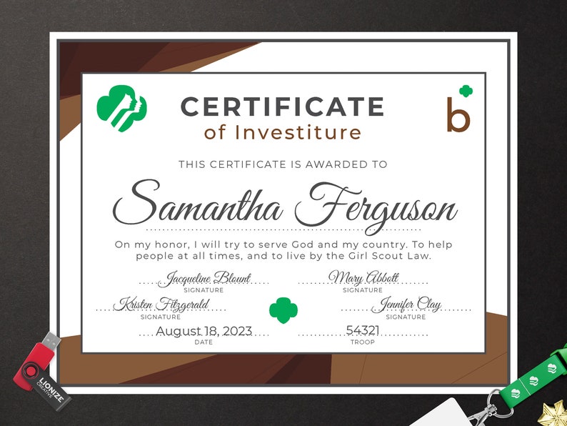 Girl Scout Brownie Investiture Certificate Printable PDF | Etsy