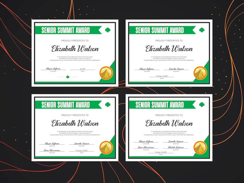 Girl Scout Senior Summit Award Certificate | PDF Template - Etsy