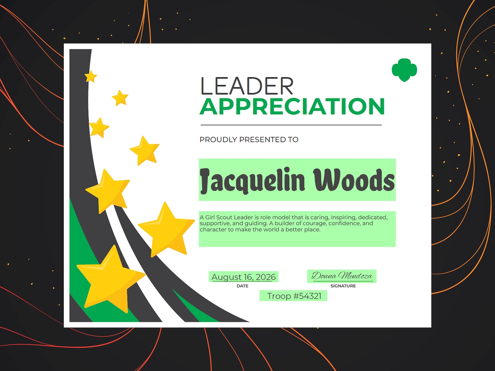Girl Scout Leader Appreciation Certificate Printable PDF Template - Etsy
