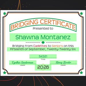 Girl Scout Bridging to Seniors Certificate | PDF Template - Etsy