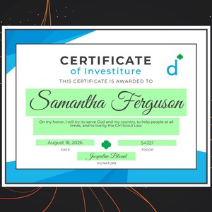 Girl Scout Daisy Investiture Certificate | Printable PDF Template - Etsy