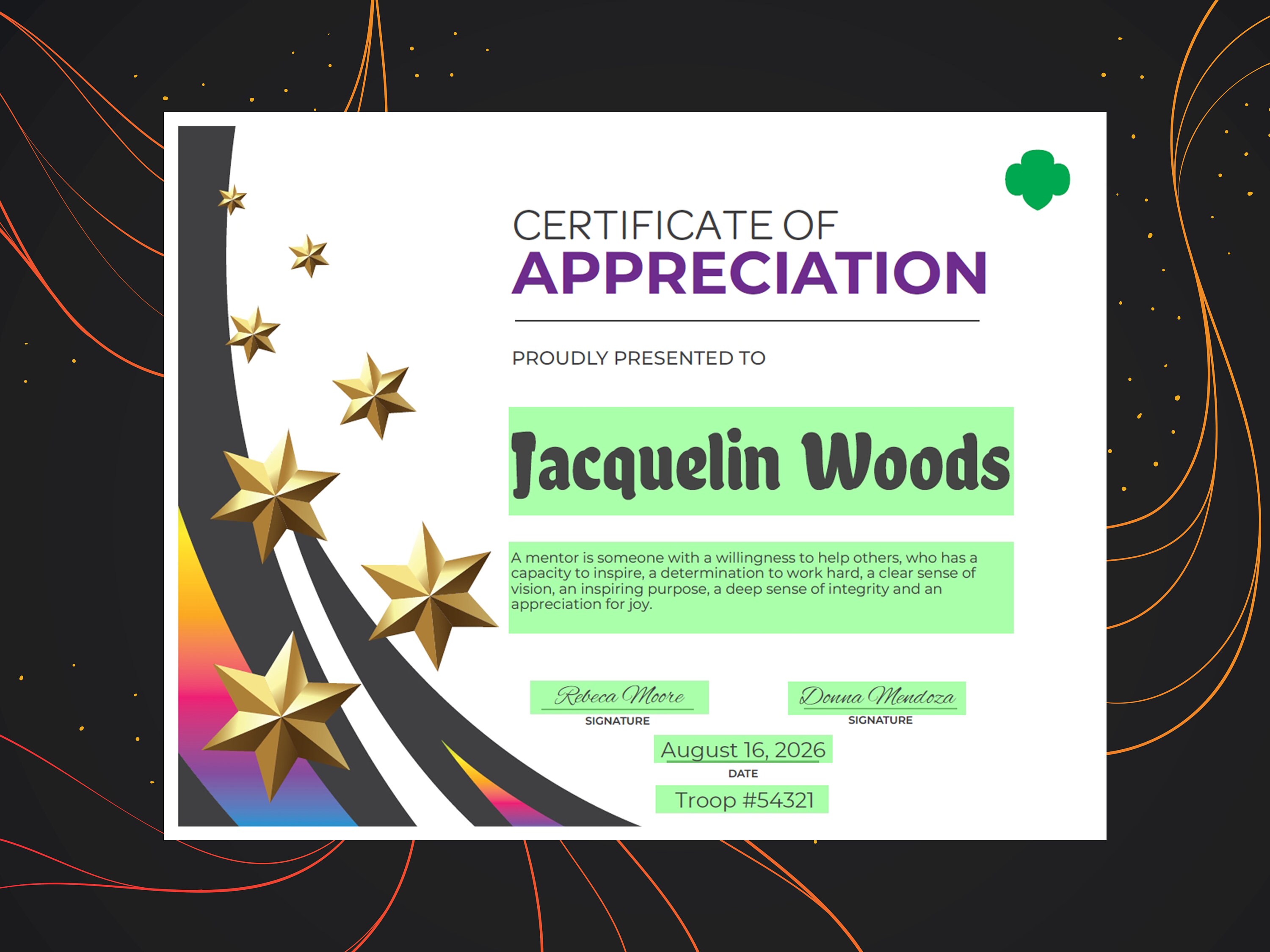 Girl Scout Certificate of Appreciation | Printable PDF Template - Etsy