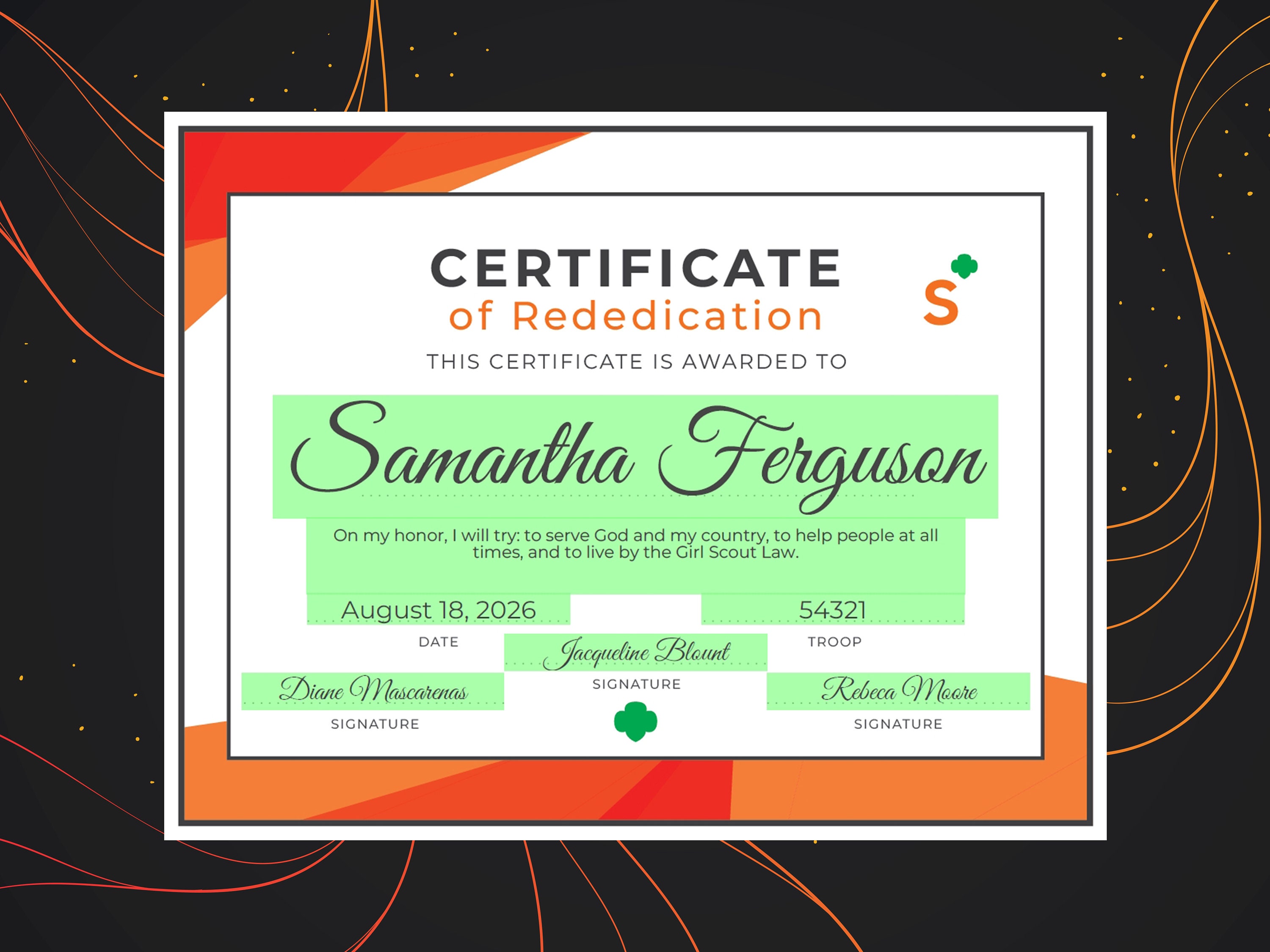 Girl Scout Rededication Certificate Bundle Printable PDF - Etsy