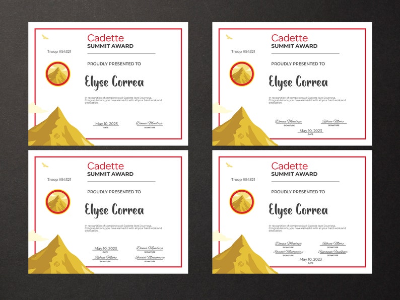 Girl Scouts Cadette Summit Certificate PDF Template - Etsy