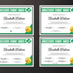 Girl Scout Ambassador Summit Award Certificate PDF Template - Etsy
