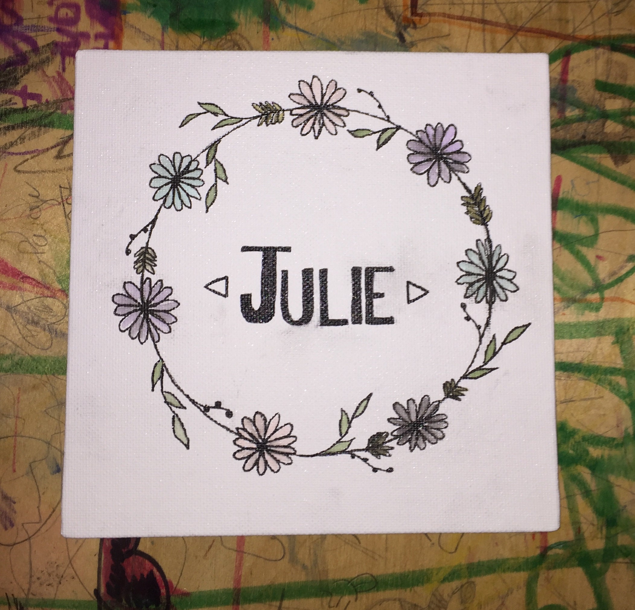 Personalized Floral Name Canvas - Etsy