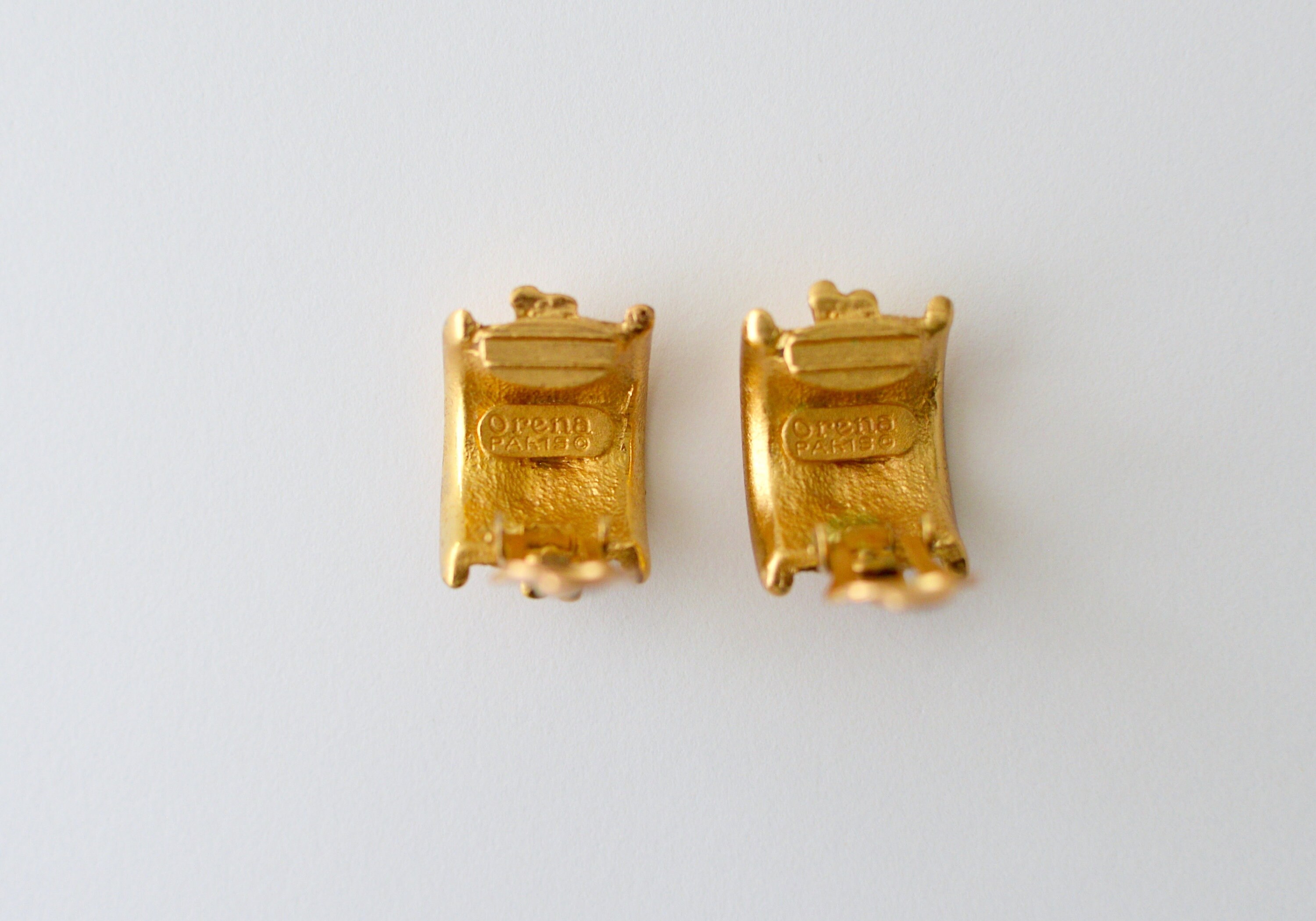 Orena Paris Authentic Vintage Designer Gold Plated Clip on Earrings ...