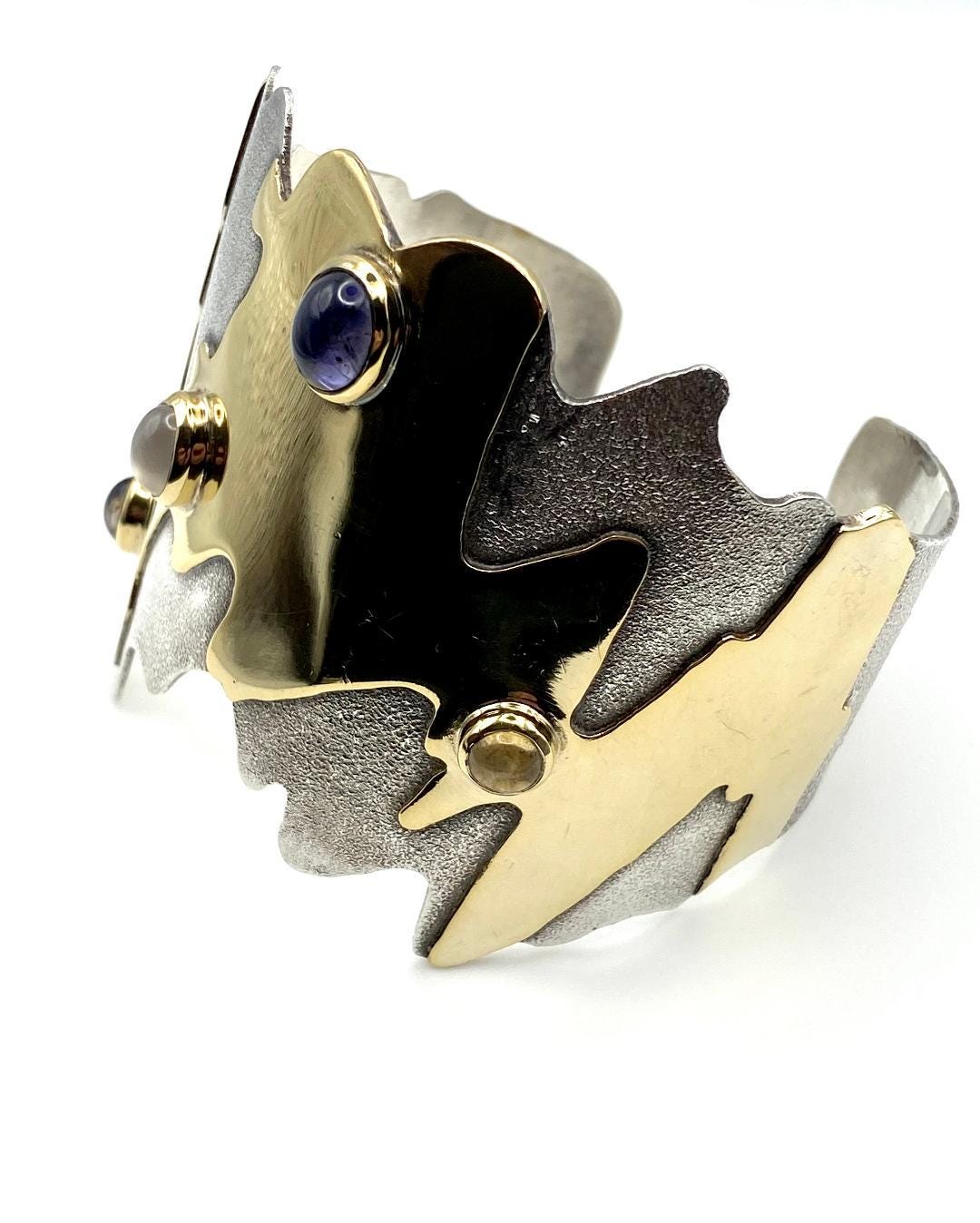 Paula Bolton Monet Reflections Bangle, Silver 925 Gold Plate, Amethyst ...