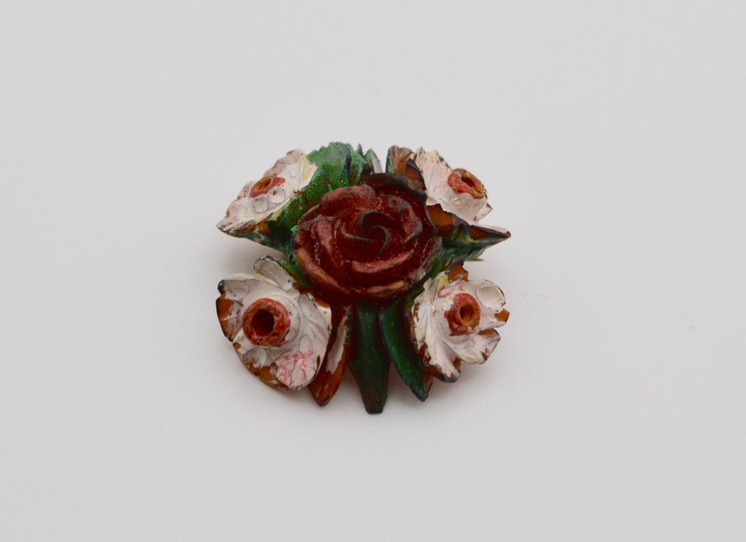 Vintage Butterscotch Bakelite Flowers Brooch, Carved 1940s Pin - Etsy