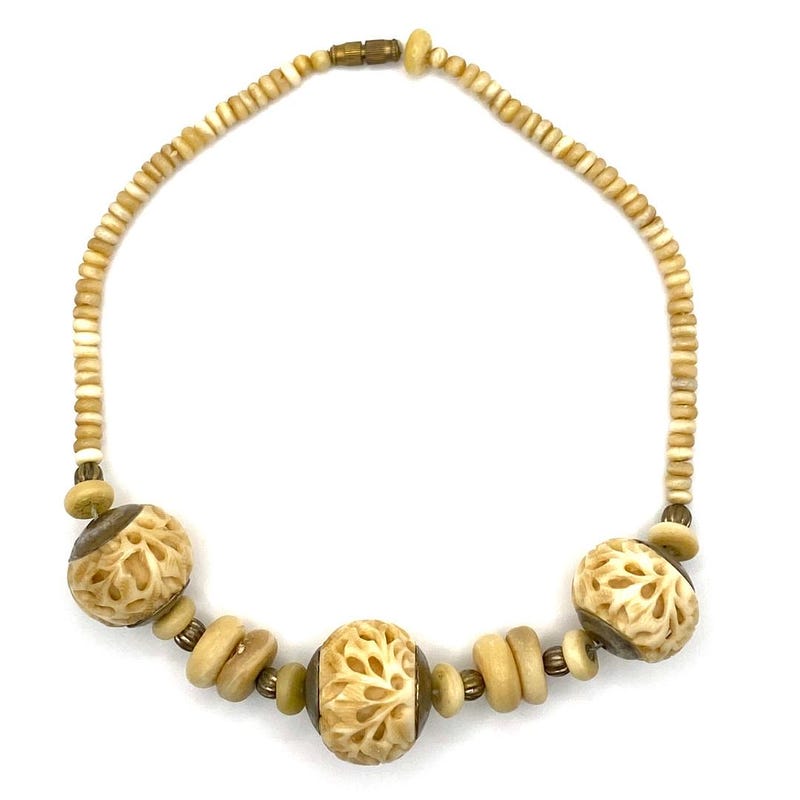Bone Bead Necklace - Etsy UK