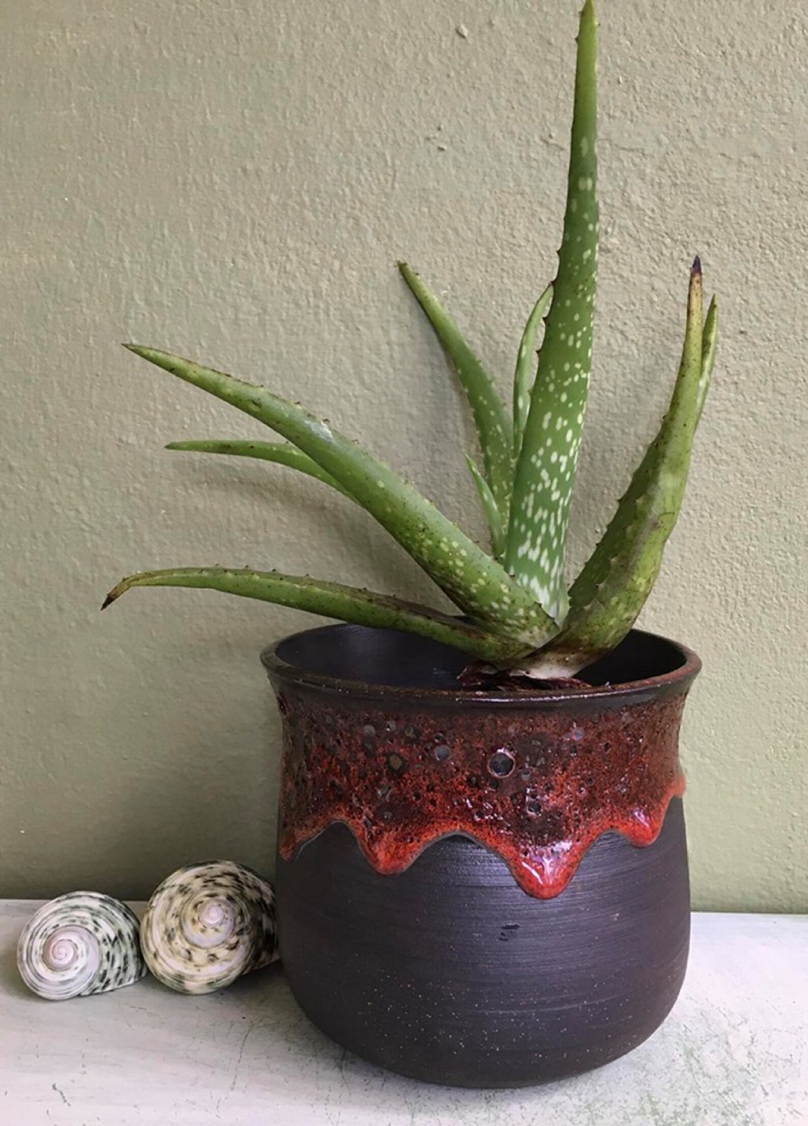 Orange planter ceramic planter home decor modern planter | Etsy