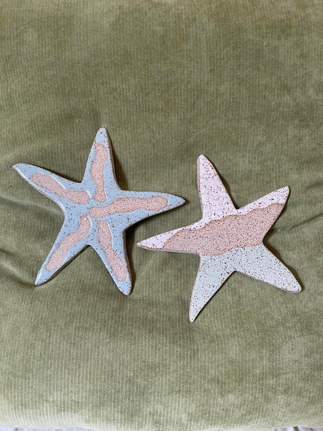 Ceramic Starfish, Starfish Tiles, Set of Two Ceramic Starfish, Blue ...