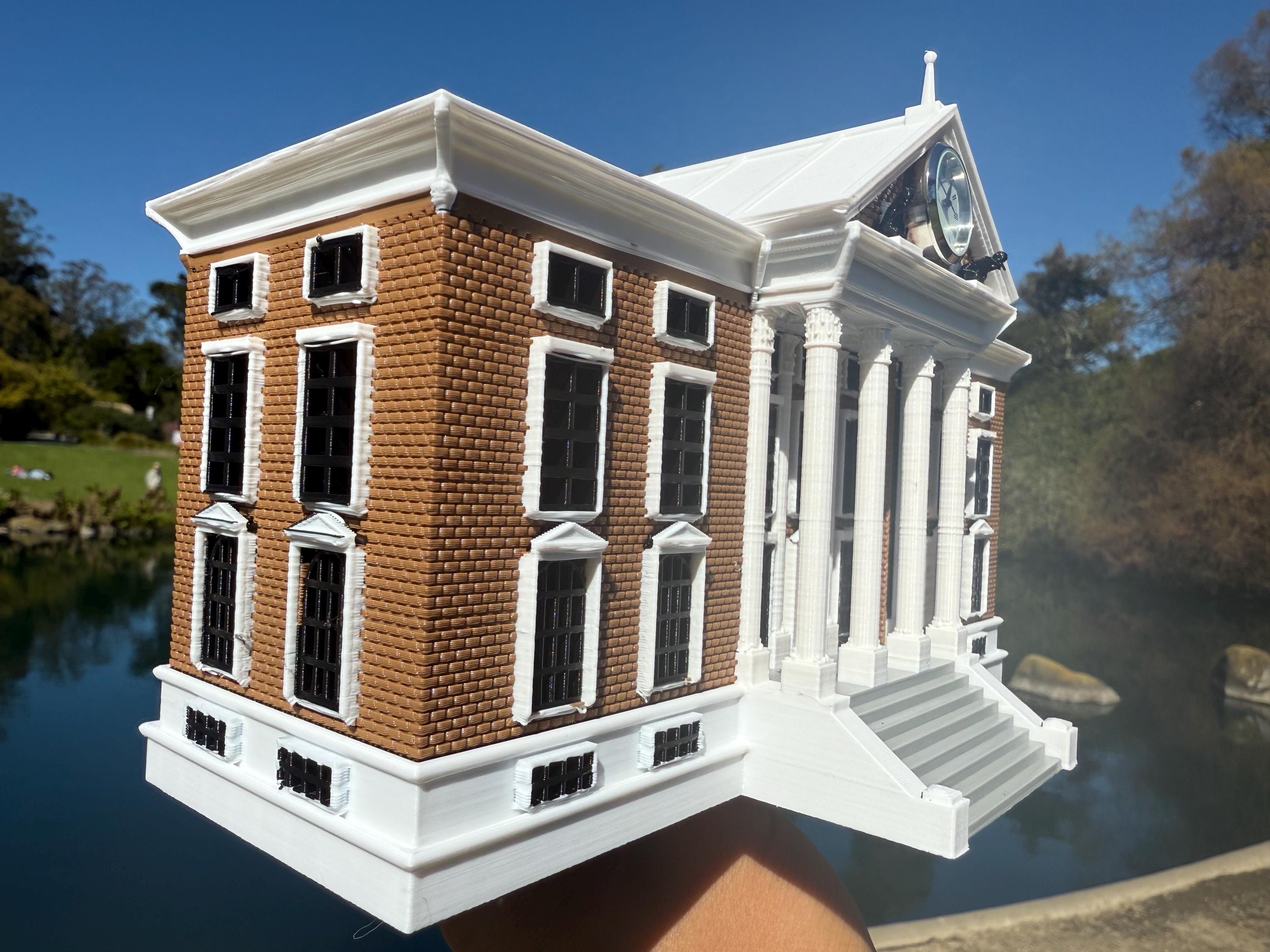 COLOR Miniature Ho-scale Hill Valley Courthouse Built W/working Clock ...