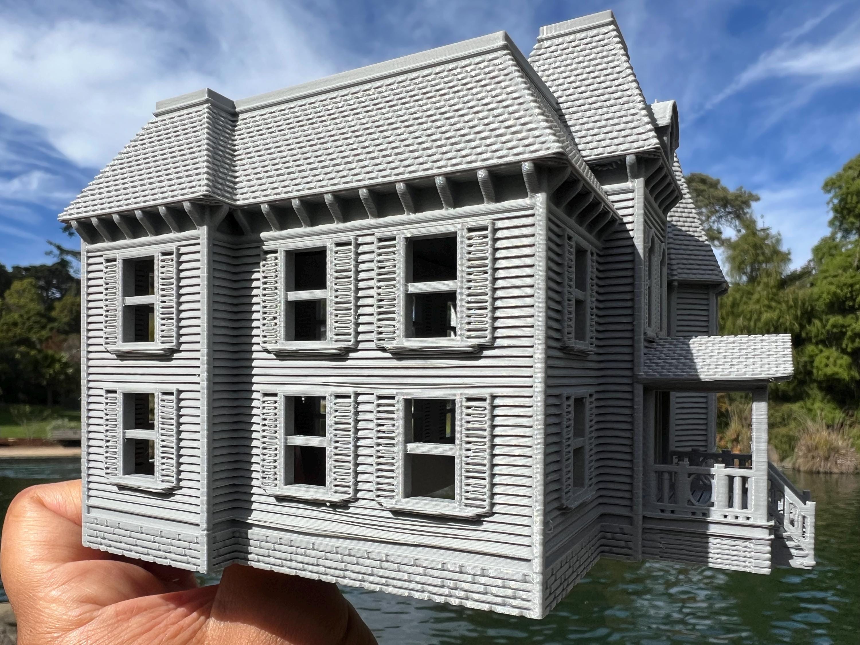 Miniature #38 Gray Ho-scale Neibolt House IT Victorian Mansion Built ...