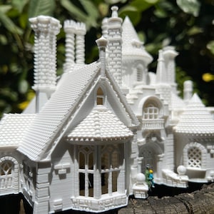 Miniature Ho-scale English Manor Tudor Hall Castle White 1:87 Model by ...