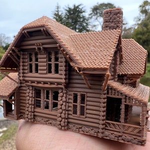 Miniature Brown N-scale Yellowstone Ranch House Log Cabin Built ...