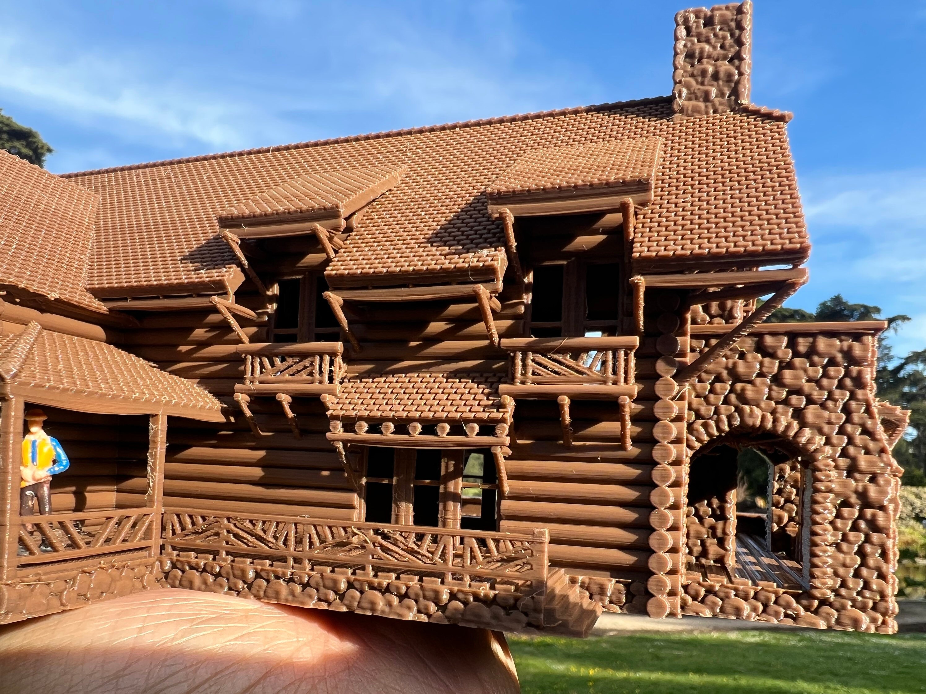 Miniature Brown Ho-scale Ranch House Log Cabin Built Assembled Old West ...