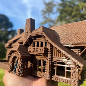Miniature Brown Ho-scale Ranch House Log Cabin Built Assembled Old West ...