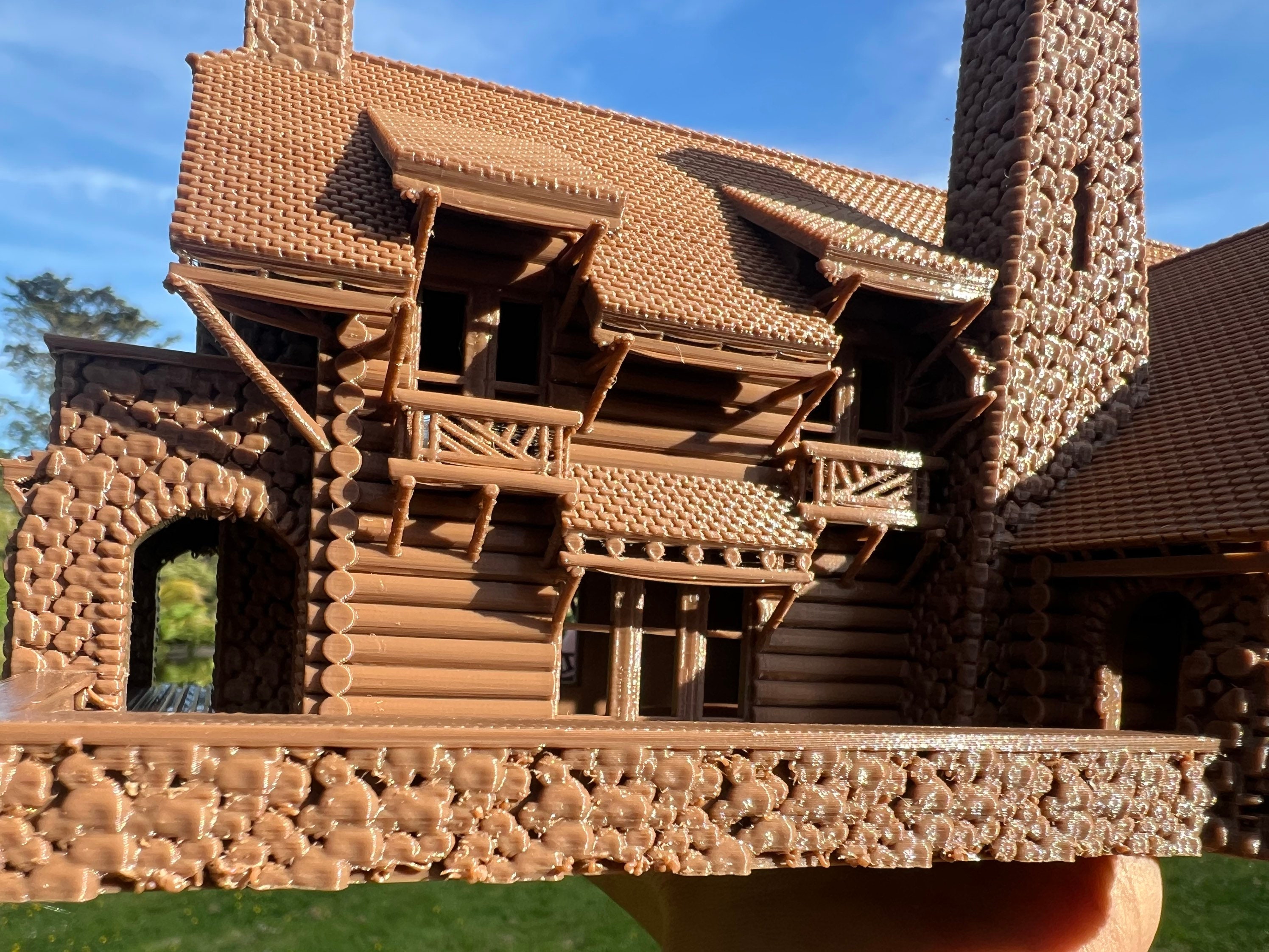 Miniature Brown Ho-scale Ranch House Log Cabin Built Assembled Old West ...