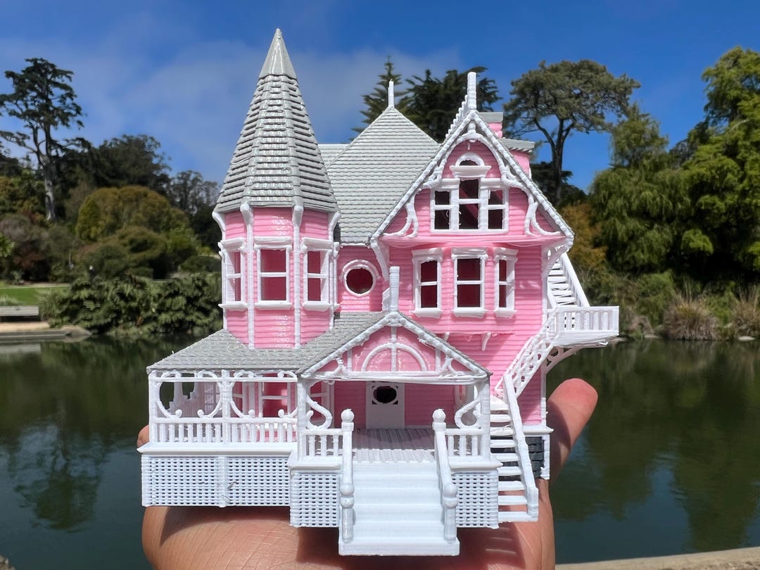 Small COLOR N-scale Miniature “the Pink Palace” Victorian House (1:150 ...