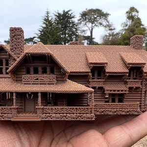 Miniature Brown N-scale Yellowstone Ranch House Log Cabin Built ...