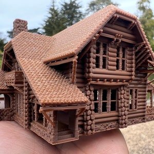 Miniature Brown N-scale Yellowstone Ranch House Log Cabin Built ...