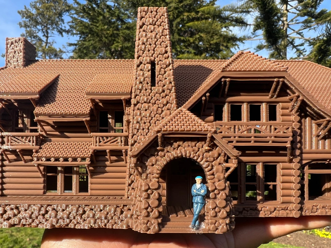 Miniature Brown Ho-scale Ranch House Log Cabin Built Assembled Old West ...