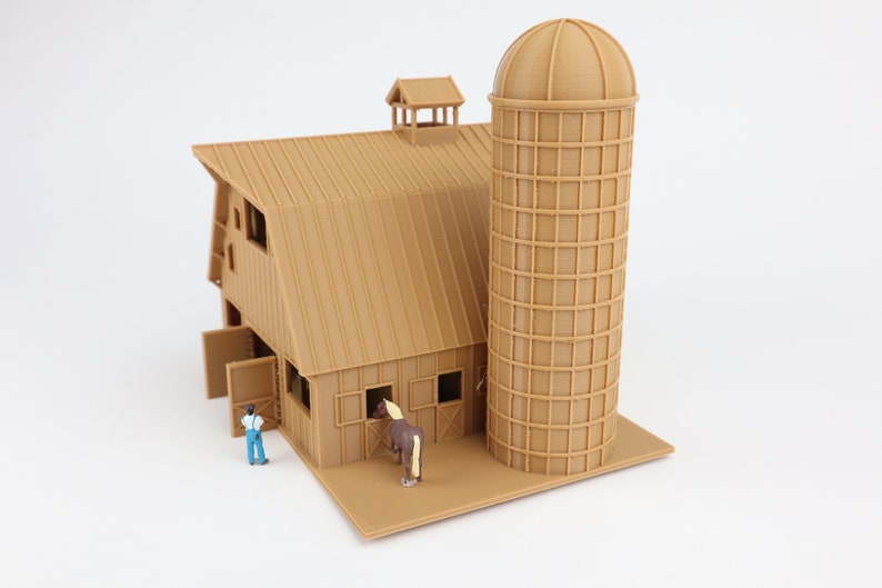 Miniature Ho-scale Wood Color Barn and Silo Old West Frontier | Etsy