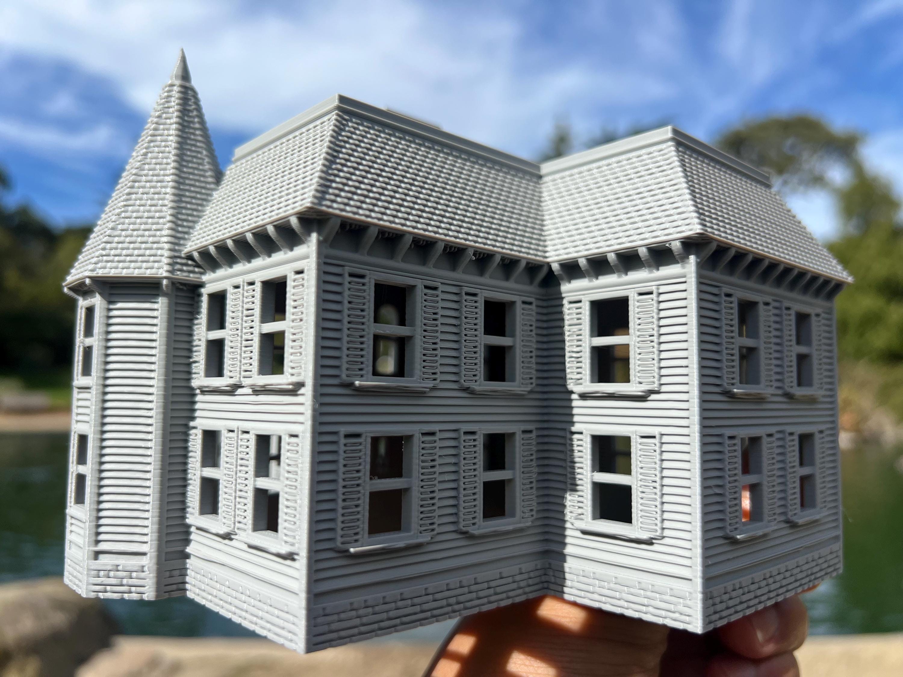 Miniature #38 Gray Ho-scale Neibolt House IT Victorian Mansion Built ...