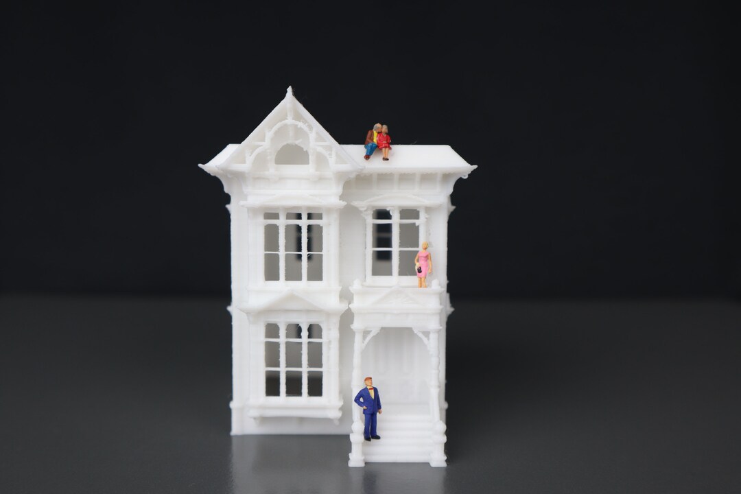 Small Miniature Victorian #2 Stick Style White House N-scale Built 1: ...