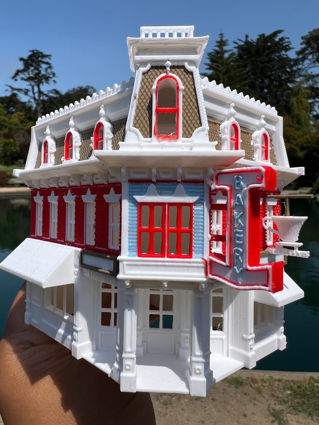 COLOR Miniature Ho-scale Victorian Main Street Blue Ribbon Bakery ...