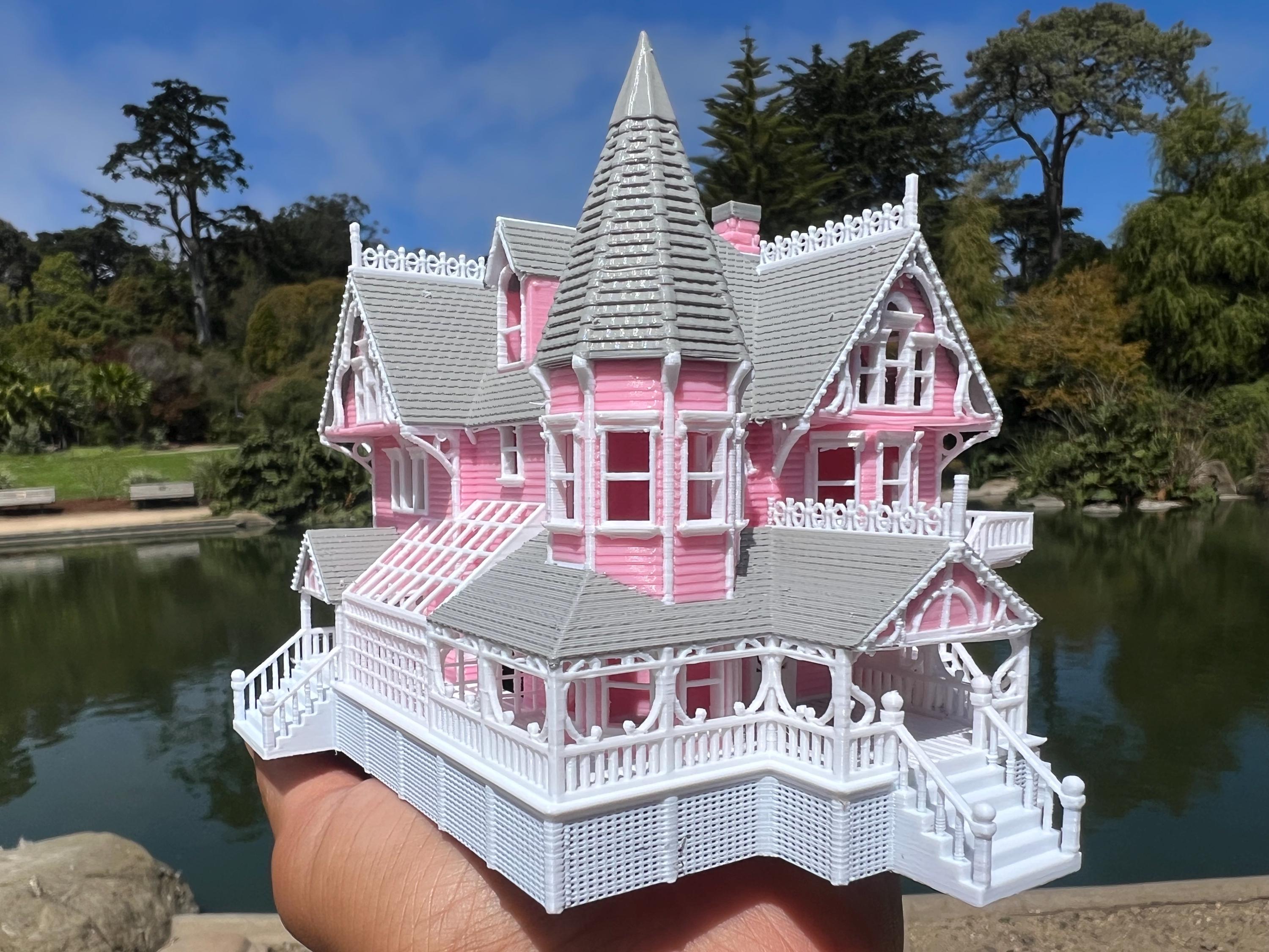Small COLOR N-scale Miniature “the Pink Palace” Victorian House (1:150 ...
