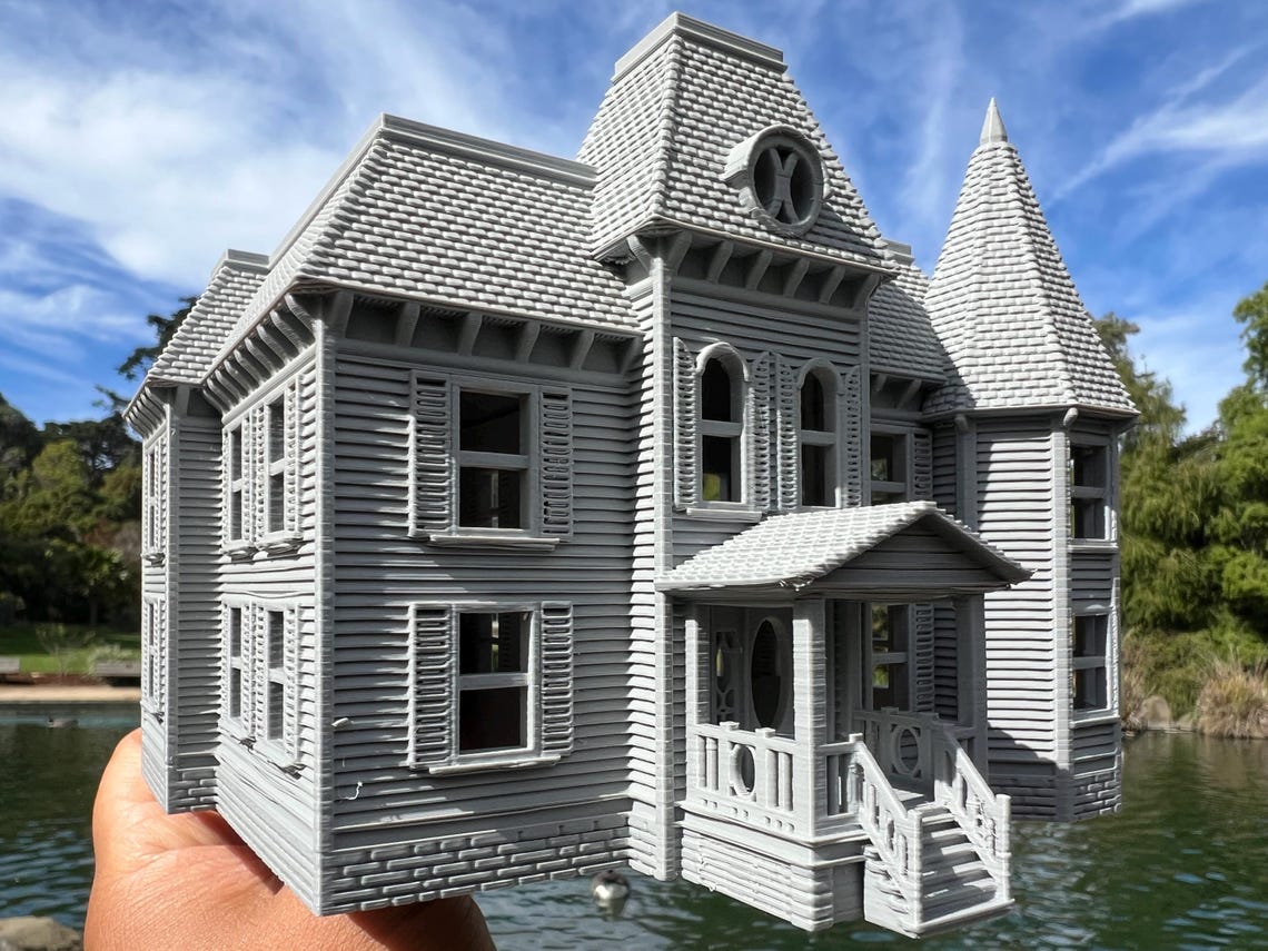 Miniature #38 Gray Ho-scale Neibolt House IT Victorian Mansion Built ...