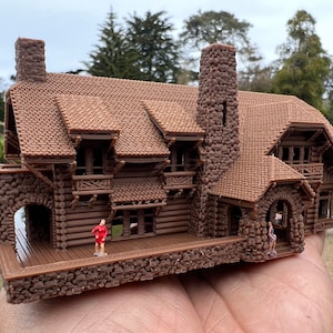 Miniature Brown N-scale Yellowstone Ranch House Log Cabin Built ...